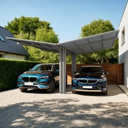 XIMAX Doppelcarport 'Linea Typ 80 Y-Ausf&uuml;hrung' Aluminium edelstahlfarben 548 x 495 x 294 cm