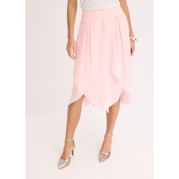 bonprix Midirock mit Ruffle und Chiffon, rosa