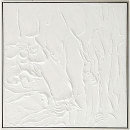 Monee &Ouml;lgem&auml;lde, Wei&szlig;, Holz, Kunststoff, Textil, Tanne, vollmassiv, Abstraktes, rechteckig, 85x85 cm, handgemalt, einfache und schnelle Anbringung, gerahmt, Bilder und Zubeh&ouml;r, Wandbilder, &Ouml;lgem&auml;lde