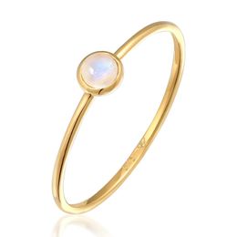 Elli Ringe - Ring Solit�r Mondstein Edelstein 375 Gelbgold - Gr. 58 MM - in Gold - f&uuml;r Damen