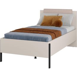 Bett OTTO HOME, B:109cm H:99,5cm L:205,5cm, schwarz, Schlafzimmer, Betten, "Jukon, mit gepolstertem Kopfteil, F&uuml;&szlig;e aus Metall, modernes Design", in