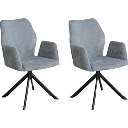 Armlehnstuhl Home Affaire, B:57,5cm H:88cm T:63,5cm, blau, Metall, Polyester, Sperrholz, Esszimmer, St&uuml;hle, "Hacienda", moderner Cord Bezug, 2er Set