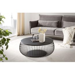 Couchtisch Salesfever, B:86cm H:35cm T:86cm, schwarz, Metall, Glas, Wohnzimmer, Tische, "Coffeetable Wohnzimmertisch im minimalistischen Stil", 10 mm