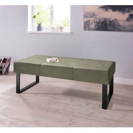 Sitzbank Home Affaire, B:140cm H:50cm T:62cm, gr&uuml;n, Holzwerkstoff, Massivholz, Polyester, Esszimmer, Sitzb&auml;nke, "Oliver"