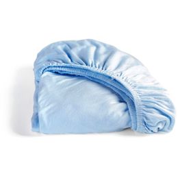 Spannbettlaken Cinderella, B:80cm L:200cm, blau, Jersey, Obermaterial: 100% Baumwolle, Bettlaken, "Jersey", b&uuml;gel- und kn&ouml;tchenfrei, bis 25 cm H&ouml;he