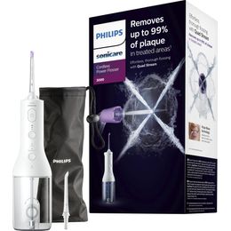 Munddusche "kabelloser Power Flosser 3000 HX3826", weiß, PHILIPS SONICARE, B:13,4cm H:24,7cm T:9,2cm, Mundduschen, Quad Stream-Technologie, 2 Modi