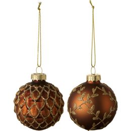 IB Laursen Weihnachtskugel zum H&auml;ngen Glitter 2er H&ouml;he 7, &Oslash; 6 cm, braun skandinavische Deko Online Shop