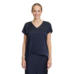 Vera Mont Damen Satinbluse "Damen mit V-Ausschnitt", blau, Gr. 42, Satin, Obermaterial: 100% Polyester; Besatz: 100% Polyester, Blusen