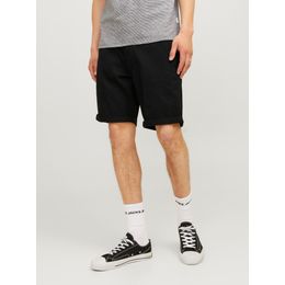Jack & Jones JACK & JONES Herren Shorts "JPSTRICK ORIGINAL SHORT", schwarz, Gr. S, unifarben, Web, Obermaterial: 98% Baumwolle, 2% Elasthan, Hosen