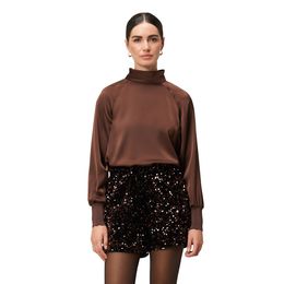 Zero Damen Satinbluse "Damen mit Stehkragen"chicory coffee, festlich, Gr. 38, gl&auml;nzend, Satin, Obermaterial: 60% Polyester, 40% Polyester, Blusen