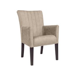 Armlehnstuhl Home Affaire, B:60cm H:92cm T:65cm, beige, Massivholz, Polyester, Esszimmer, St&uuml;hle, "King", Esszimmerstuhl, Beingestell Massivholz