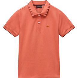 Napapijri Damen Poloshirt, orange, Gr. S, unifarben, Piqu&eacute;, Obermaterial: 100% Baumwolle, Shirts, Mit Rundhalsausschnitt