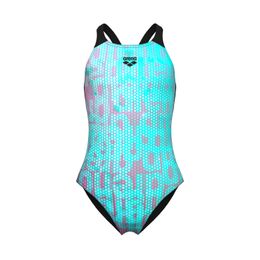 arena M&auml;dchen Badeanzug "G arena MULTI COLOURS SWIMSUIT V BACK f&uuml;r M&auml;dchen"water multi, schwarz, Gr. 164, Obermaterial: 100% Polyester, Badeanz&uuml;ge