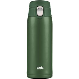 Emsa Thermobecher "Travel Mug", &Oslash; 6,6cm x 19,6cm, 400ml, gr&uuml;n, Trinkgef&auml;&szlig;e, 0,4L, leicht, Edelstahl, Klappverschluss, 100% dicht, 8h hei&szlig;/16h kalt