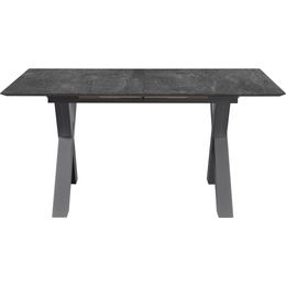 Esstisch, H:76cm, schwarz, SET ONE BY Musterring, Garten, Tische, "New Atlanta", Platte rechteckig mit schweizer Kante, ausziehbar, Gestell in X-Form