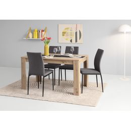 Essgruppe Hela, braun, Holzwerkstoff, Sitzm&ouml;bel-Sets, "SIMONE", Platte mit Wendeeinlage, Bezug Microfaser, Unser Bestpreis