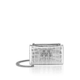 Philipp Plein Damen Schultertasche "Crocco Print"70, silber, Taschen