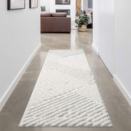 Hochflor-Teppich Carpet City, B:80cm H:20mm L:300cm, beige, Obermaterial: 100% Polypropylen, Teppiche, "FOCUS749", Boho-Teppich, Hochtief-Muster/