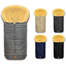 Heitmann Felle "Eisb&auml;rchen - Lammfell Winterfu&szlig;sack - Premium Qualit&auml;t" mit echtem Lammfell, f&uuml;r Kinderwagen & Buggy, 6 Gurtschlitze, waschbar