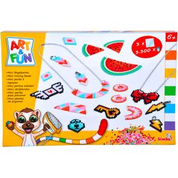 Simba Kinder Kreativset "Art und Fun, Mini Bügelperlen Halskette/Ohrring", bunt, Kunststoff, Metall, Kreativsets
