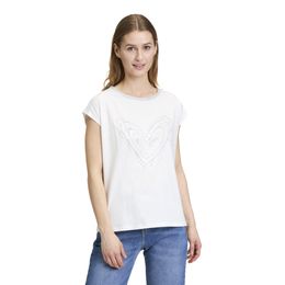 Cartoon Damen Kurzarmshirt "Damen mit Placement", beige, Gr. 34, Obermaterial: 100% Baumwolle, Shirts, Aufgesteppte B&auml;nder