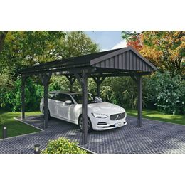 Skan Holz Einzelcarport SKANHOLZ, grau, Carports, "Fichtelberg", mit schwarzen Schindeln