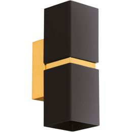 Eglo Wandleuchte "Passa 2 Wandlampe, Wohnzimmerlampe mit Up and Down light, eckig, GU10", 2, H: 17cm, 1 Stk.schwarz, Leuchten, Wand-/Deckenleuchte -