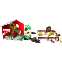 Bburago Kinder Spielwelt "Farmland, Pferdestall", bunt, Kunststoff, Metall, B:31cm H:24cm L:26cm, Spielfigurenwelten, inkl. FENDT Traktor