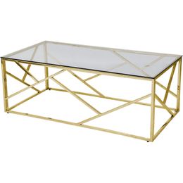 Couchtisch Salesfever, B:120cm H:45cm T:60cm, gold, Metall, Sicherheitsglas, Wohnzimmer, Tische, "Glastisch mit stilvoller Eleganz", Edelstahlgestell
