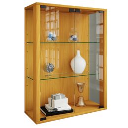 Wandregal Vcm, B:60cm H:80cm T:25cm, braun, Wohnzimmer, Regale, "Wandvitrine Hängevitrine Glasvitrine Glas Udina"