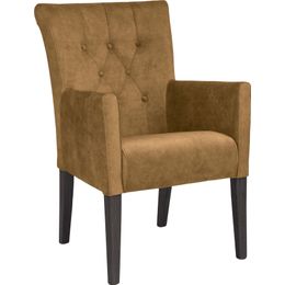 Esszimmerstuhl Home Affaire, B:60cm H:92cm T:65cm, gold, Polyester, St&uuml;hle, "King", Esszimmerstuhl mit Knopfheftung