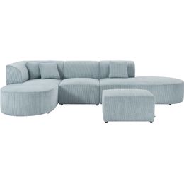 Ecksofa OTTO HOME, B:362cm H:84cm T:183cm, blau, Cord (100% Polyester);Filzoptik (100% Polyester), Wohnzimmer, Sofas, "Alesund L-Form", bestehend aus