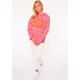 Zwillingsherz Damen Rundhalspullover ""Leo-Wild Mind"", pink, Gr. S, Feinstrick, Obermaterial: 70% Polyacryl, 30% Wolle, Pullover, Animal-Muster,