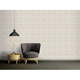 Livingwalls LIVING WALLS Vliestapete "Stories of Life Blatt-Reliefe Mustertapete Beige modern", B/L: 0,53mm x 10,05mm, Rollen:, grau, Wohnzimmer, Tapeten,
