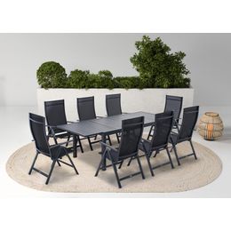 Garten-Essgruppe Konifera, grau, Sitzmöbel-Sets, "Palermo", klappbar, 7-fach verstellbare Rückenlehne, Tischplatte aus Alulatten