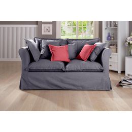 2-Sitzer Home Affaire, B:164cm H:93cm T:100cm, grau, Webstoff (50% Baumwolle, 50% Polyester), Sofas, "Luise", in Hussenoptik, ohne Bettfunktion