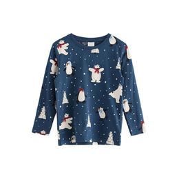 Lindex Shirt 'Winter Fun' Jungen Gr&ouml;&szlig;e 116 marine / rot / wei&szlig;