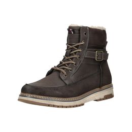 Schn&uuml;rstiefelette Tom Tailor "Tom Tailor Stiefelette Lederimitat", Damen, Gr. 46, mokka, Lederimitat, Schuhe Schn&uuml;rstiefelette