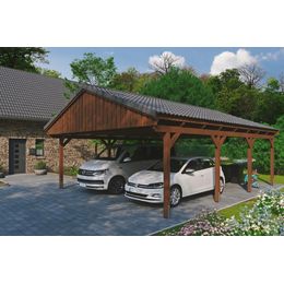 Skan Holz Doppelcarport SKANHOLZ, braun, Carports, "Fichtelberg", mit Dachlattung