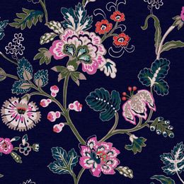 Joules Vliestapete "Vine Cottage Floral Royal Navy", B/L: 0,52m x 10m, Rollen: 1, blau, Wohnzimmer, Tapeten, floral