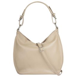 Samantha Look Damen Shopper, beige, Leder, leicht gl&auml;nzend, unifarben, Taschen, echt Leder, Made in Italy