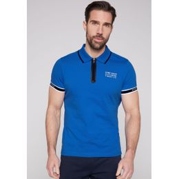 CAMP DAVID Herren Poloshirt, blau, Gr. L, bedruckt, Obermaterial: 100% Baumwolle, Shirts, mit kontrastreichen Details