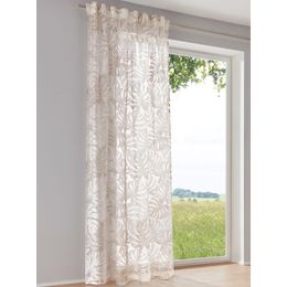 Gardine HEINE HOME Gr. 1, wei&szlig;, beige, B:130cm H:145cm, Polyester, Viskose, Gardinen, Gardine