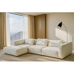 Ecksofa Home Affaire, B:317cm H:73cm T:166cm, beige, 94% PES 6% NY, Wohnzimmer, Sofas, "Tvinnet", Breite 317 cm, extra tiefe Sitzfl&auml;che, kubisches