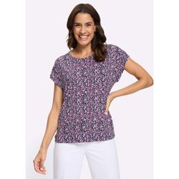 Inspirationen Damen Print-Shirt "Print-Shirt"marine, orchidee, bedruckt, Gr. 52, bedruckt, gemustert, gepunktet, mehrfarbig, 95% Viskose, 5%