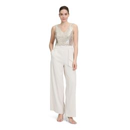 Vera Mont Damen Overall "Damen mit Pailletten", beige, Gr. 44, Obermaterial: 97% Polyester, 3% Elasthan; Futter: 100% Polyester, Overalls, Nahtf&uuml;hrung