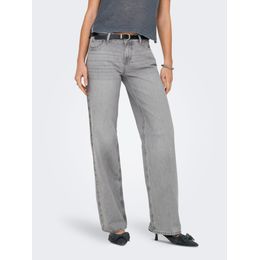 Only Damen Low-rise-Jeans "ONLBRENDA LOW WIDE DNM CRO117 NOOS"light grau denim, Gr. L, unifarben, Denim/Jeans, Obermaterial: 100% Baumwolle, Jeans