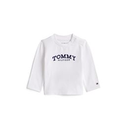 Tommy Hilfiger Kinder Langarmshirt, Gr. 92weiß, Jersey, Obermaterial: 93% Baumwolle, 7% Elasthan, unifarben, Shirts