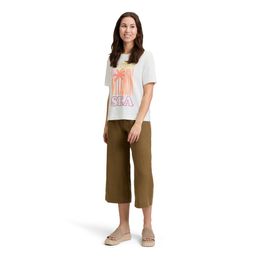 Cartoon Damen Kurzarmshirt "Damen mit Rundhalsausschnitt", beige, Gr. 36, Obermaterial: 100% Baumwolle, Shirts, Hotfix