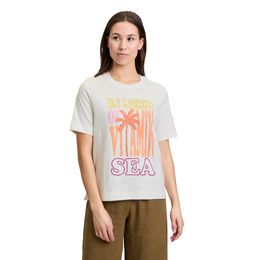 Cartoon Damen Kurzarmshirt "Damen mit Rundhalsausschnitt", beige, Gr. 34, Obermaterial: 100% Baumwolle, Shirts, Hotfix